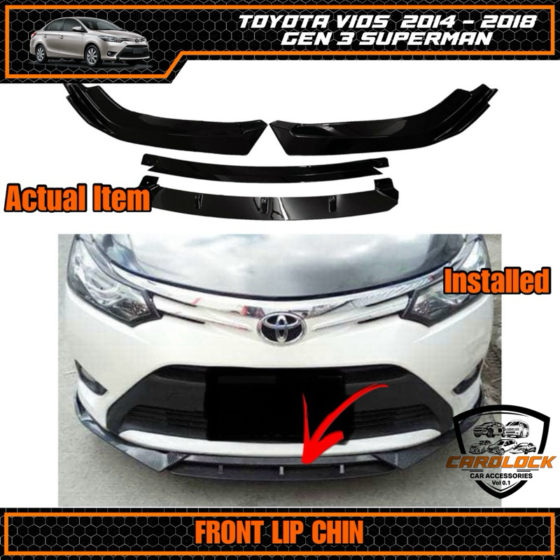 Toyota Vios 2014 - 2018 Front Lip Chin Double Blade | Shopee Philippines