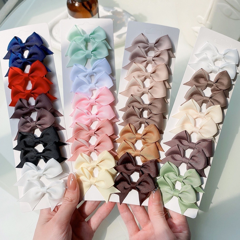 10Pcs/Set Grosgrain Ribbon Bowknot Hair Clips for Girls Headwear ...