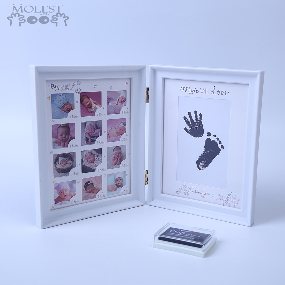 Newborn Baby Hand Foot Ink Pad Print Infants Full Moon Age Photo Frame ...