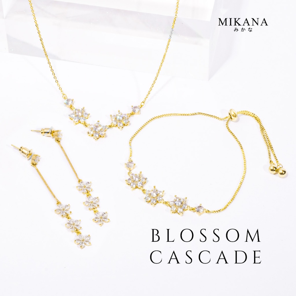 Mikana 14k Gold Plated Blossom Cascade Jewelry Set necklace earrings ...