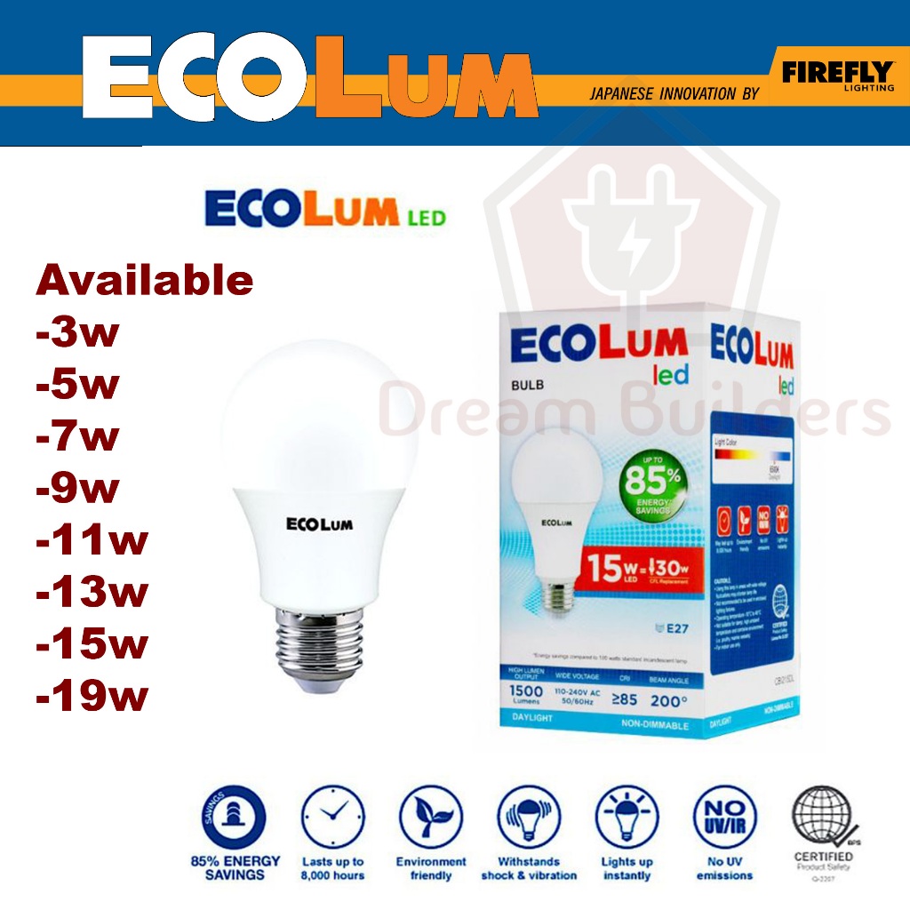 Ecolum LED Daylight, Warmwhite led bulb, 3W, 5W, 7W, 9W,11W, 13W, 15W ...