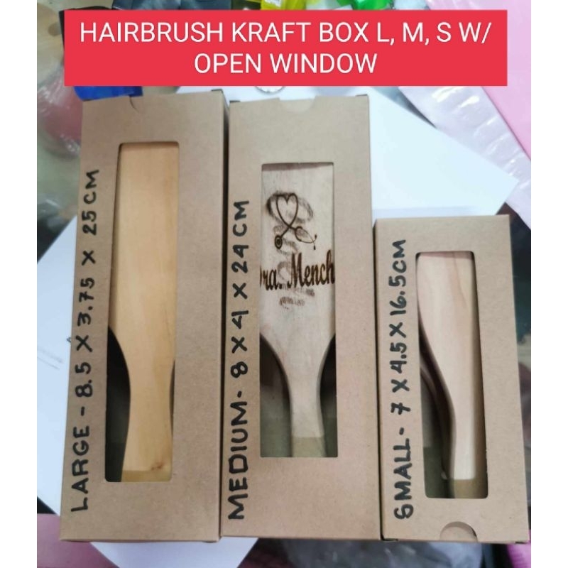 Hairbrush Kraft Box Packaging with Window for L, M and S Hair Brush ...