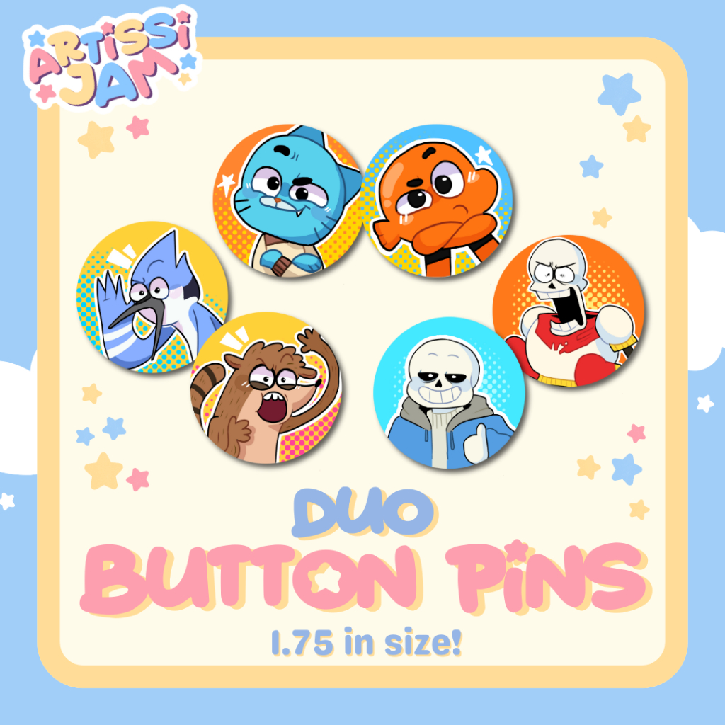 1.75 DUO MATCHING BUTTON PINS! | Regular show, The Amazing World of ...