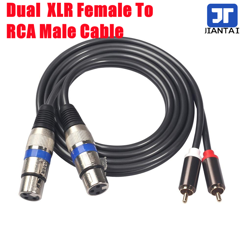 Copper Dual XLR to RCA Cable, 2 XLR Female Cable to 2 RCA Male Patch ...