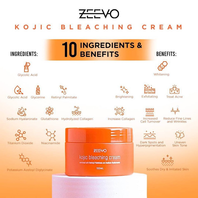 ZEEVO KOJIC BLEACHING CREAM 100ml (COD) | Shopee Philippines