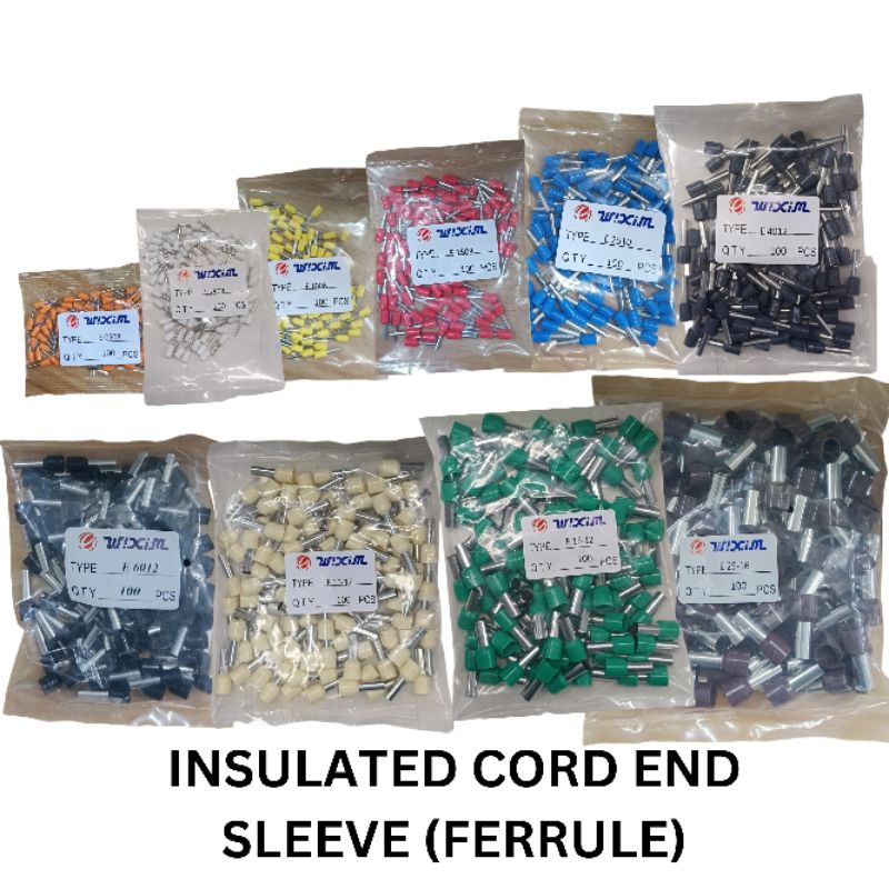 WIXIM 100pcs INSULATED CORD END SLEEVE( FERRULE), WIRE FERRULES ...