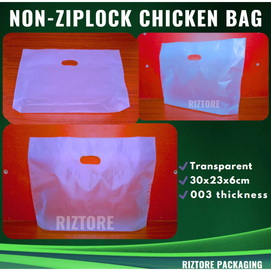 Non-Ziplock Chicken Bag with Handle (Transparent) | Shopee Philippines