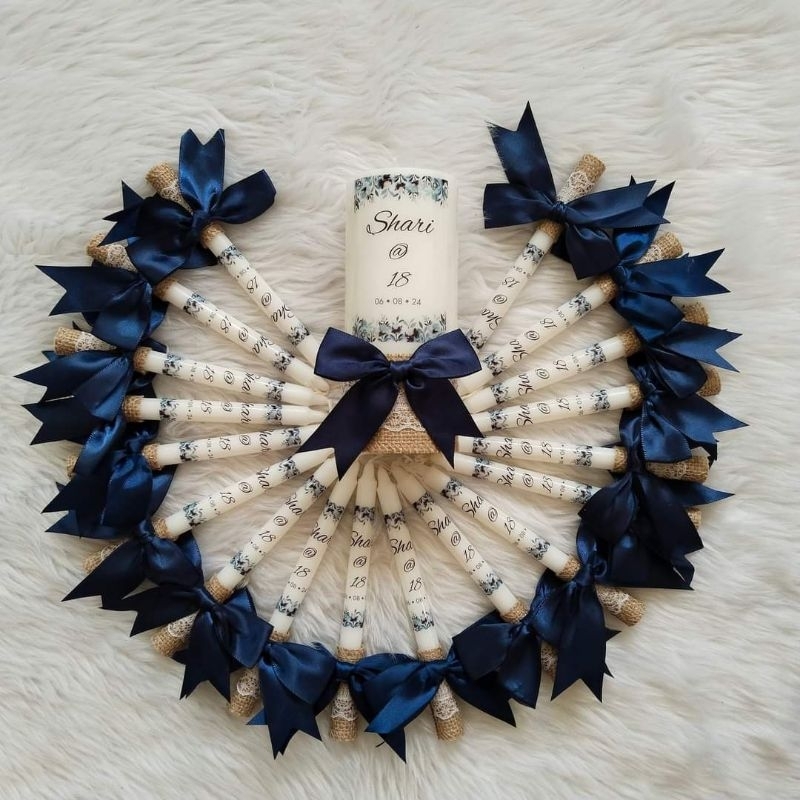 Navy Blue Personalized Debut Birthday Candles Baptismal Candles ...