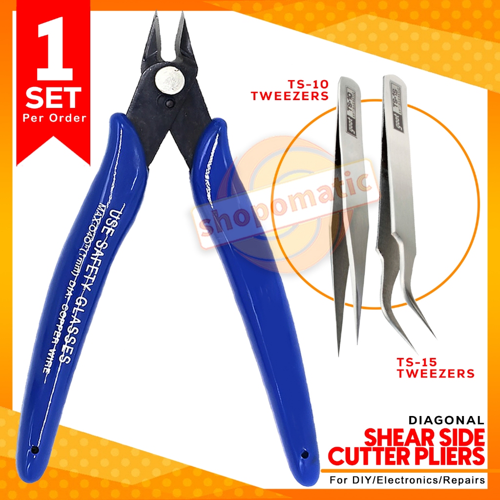 Diagonal Wire Pliers Clamp Shear Side Cutter with Tweezer SET | Shopee ...