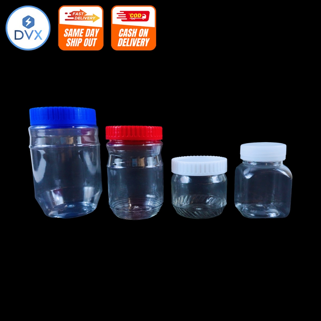 DVX Plastic Clear Jar Garapon with Ribbed Lid Food Grade Container All ...