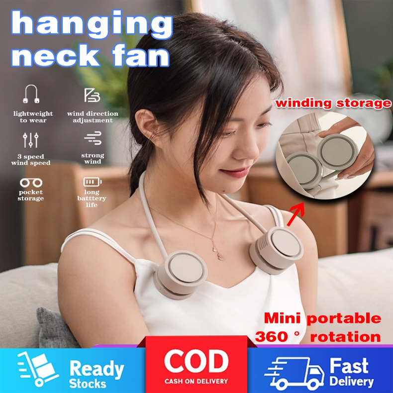 mini Portable Neck Fan bladeless outdoors Foldable Fan USB charge ...