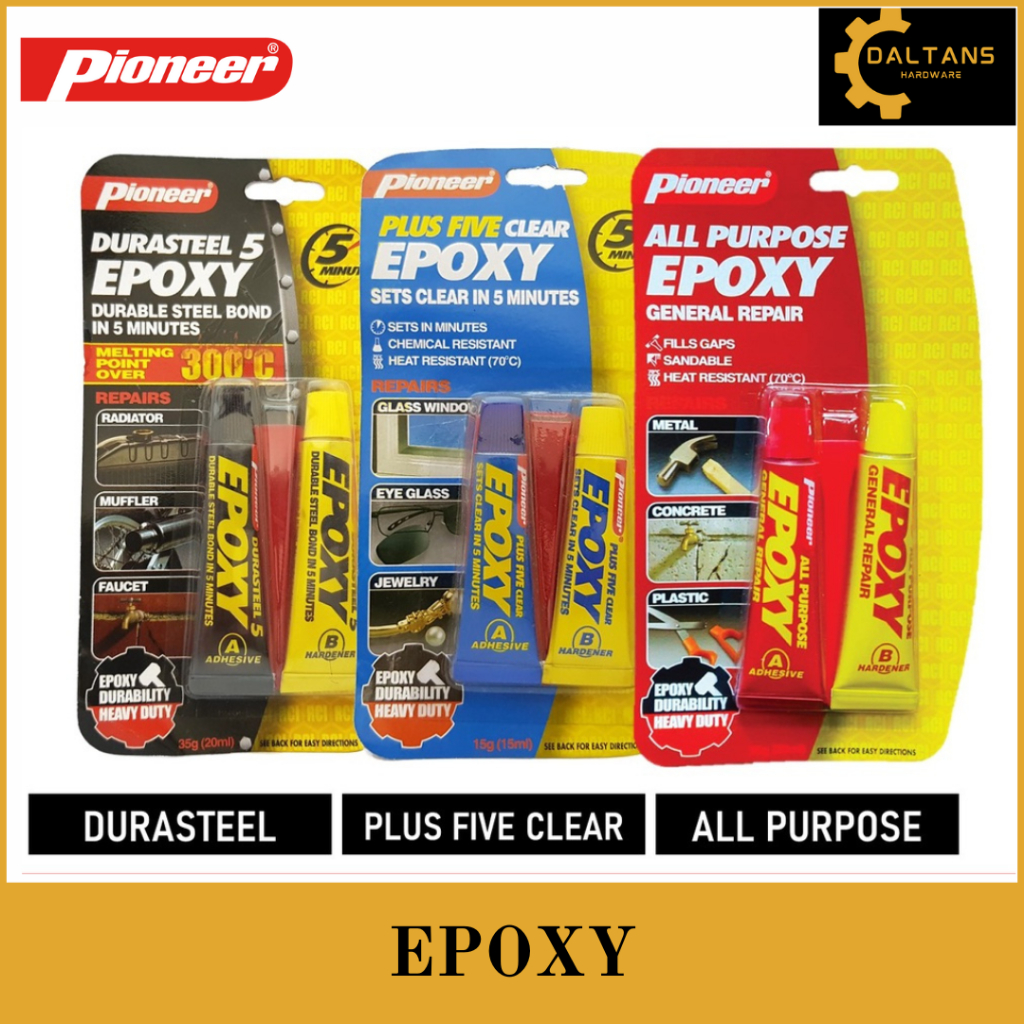 PIONEER PLUS FIVE CLEAR EPOXY SET A & B 15ML, DURASTEELEPOXY SET 35G ...