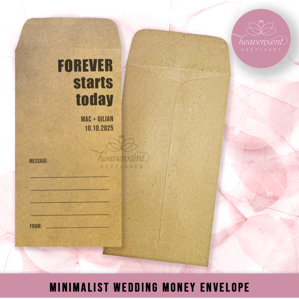 20 pcs Personalized Minimalist Kraft Wedding Money Envelope/Angpao ...