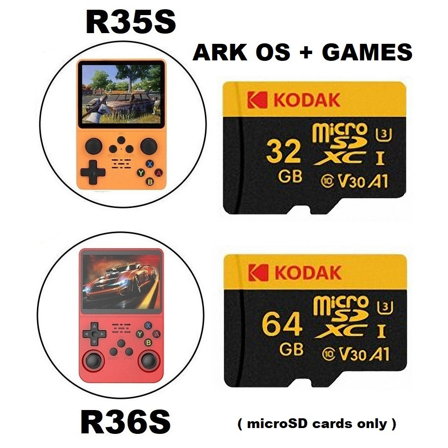 Kodak fully loaded 15,000+ Games & ARK OS for R35S & R36S (microSD card only) | Shopee Philippines