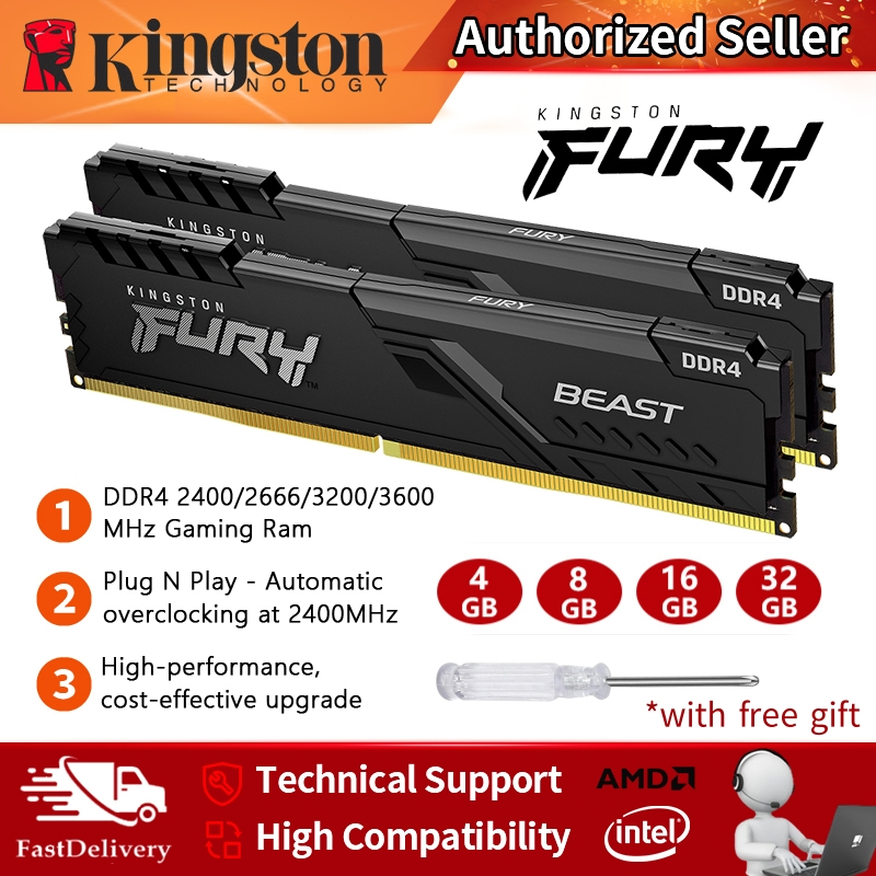 【24h Ship】Kingston FURY Beast DDR4 2666/3200/3600MHz DIMM Gaming RAM Desktop Memory (4GB/8GB ...