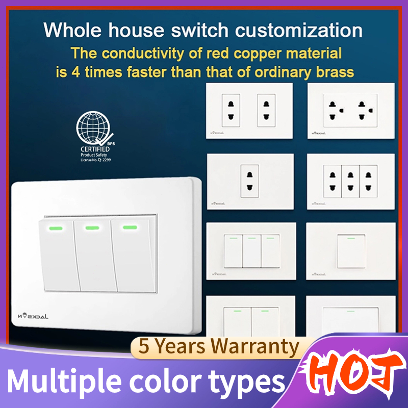 Light Switch Home Lights Wall Outlet Switches Socket 1 GANG 2 GANG 3 ...