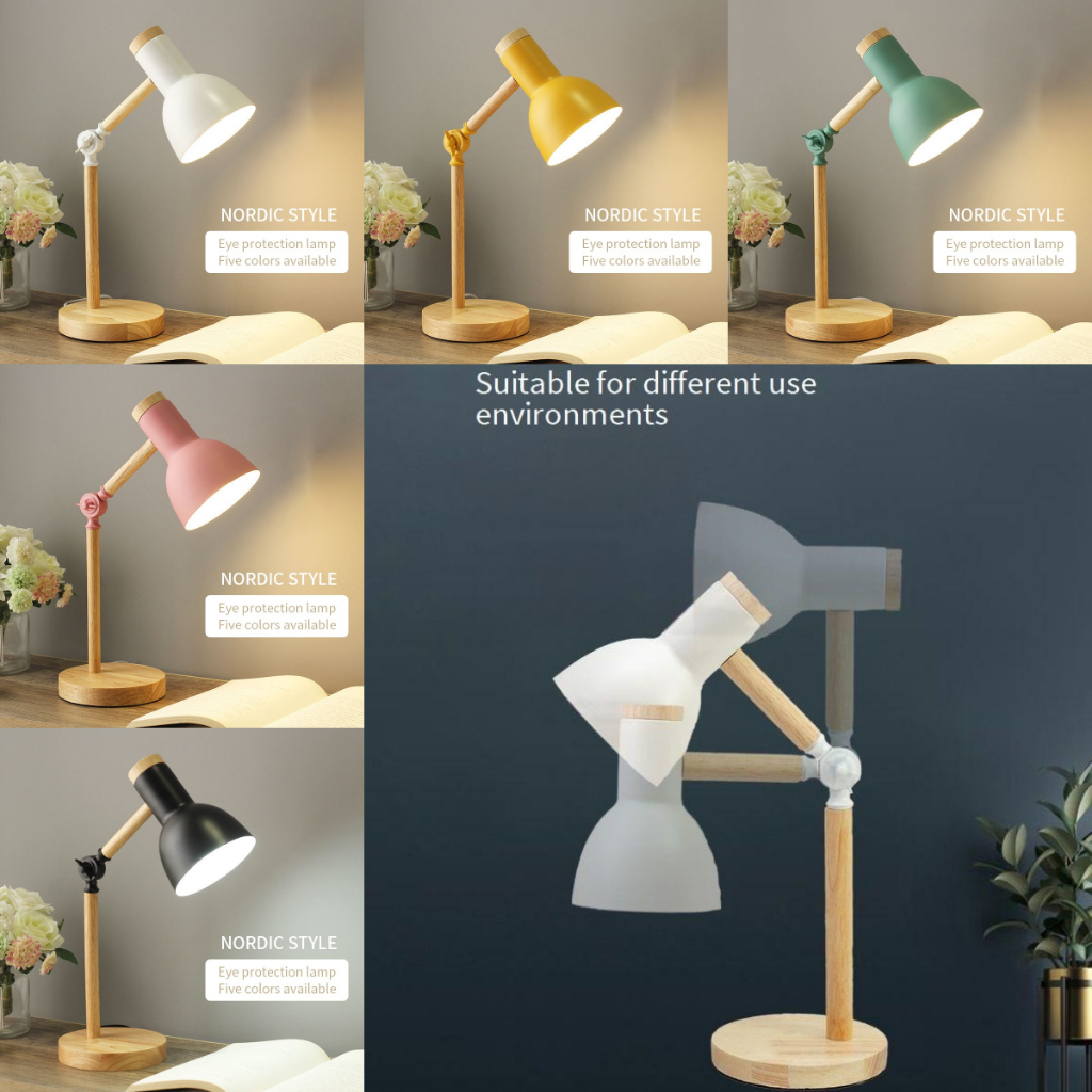 COD Fast Delivery Nordic Wooden Base Study Lamp Desk Lamp Modern ...