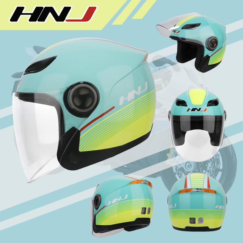 HNJ YM-619 Men's motorcycle half face helmet with reflective taillights ...