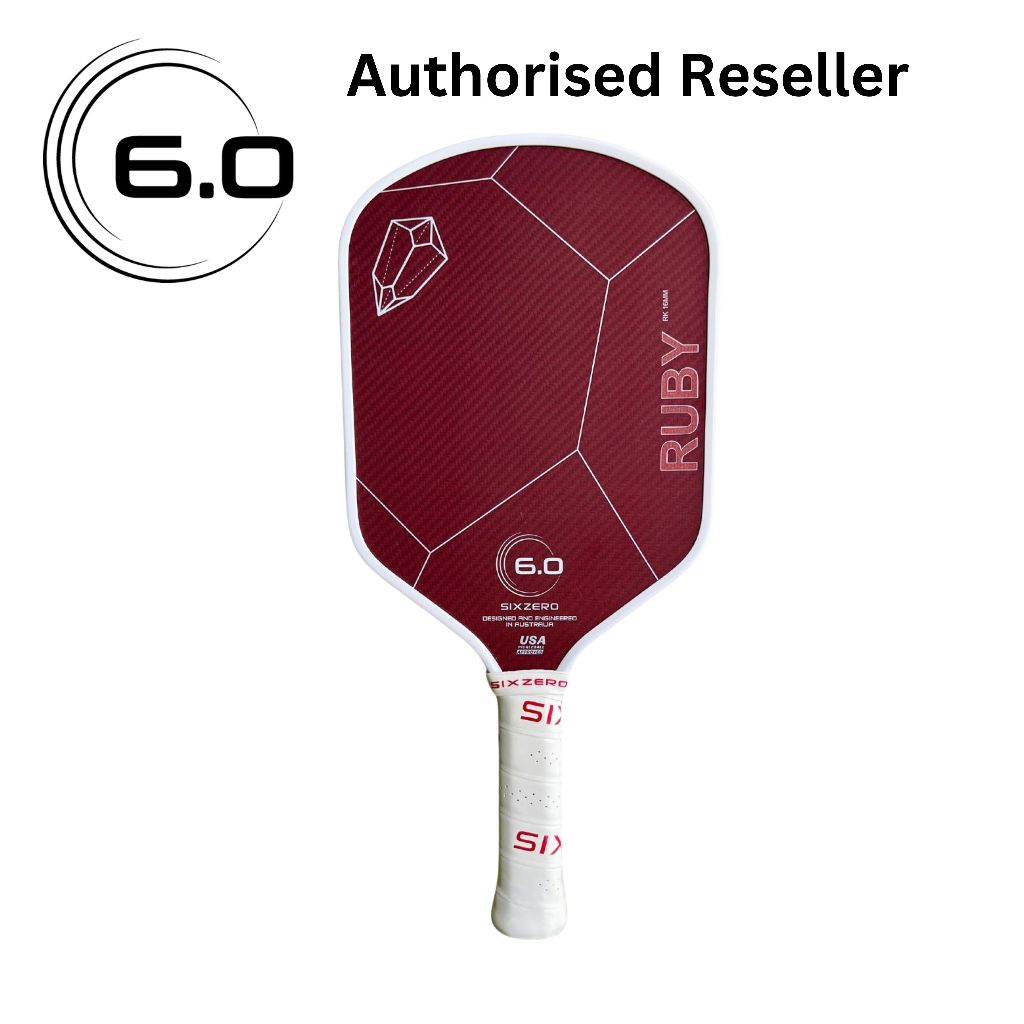SIX ZERO 6.0 Pickleball Paddle 16mm RUBY - 100% Aramid fiber face ...