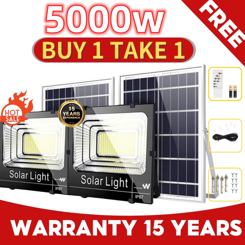 5000W BUY 1 TAKE 1 Solar light highlight outdoor lighting automatic charging flood IP68 water ...