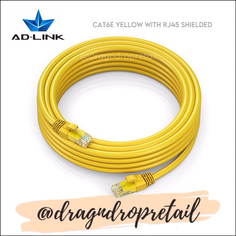 AD-LINK CAT6E Yellow with RJ45 Shielded Ethernet LAN Internet Cable UTP ...