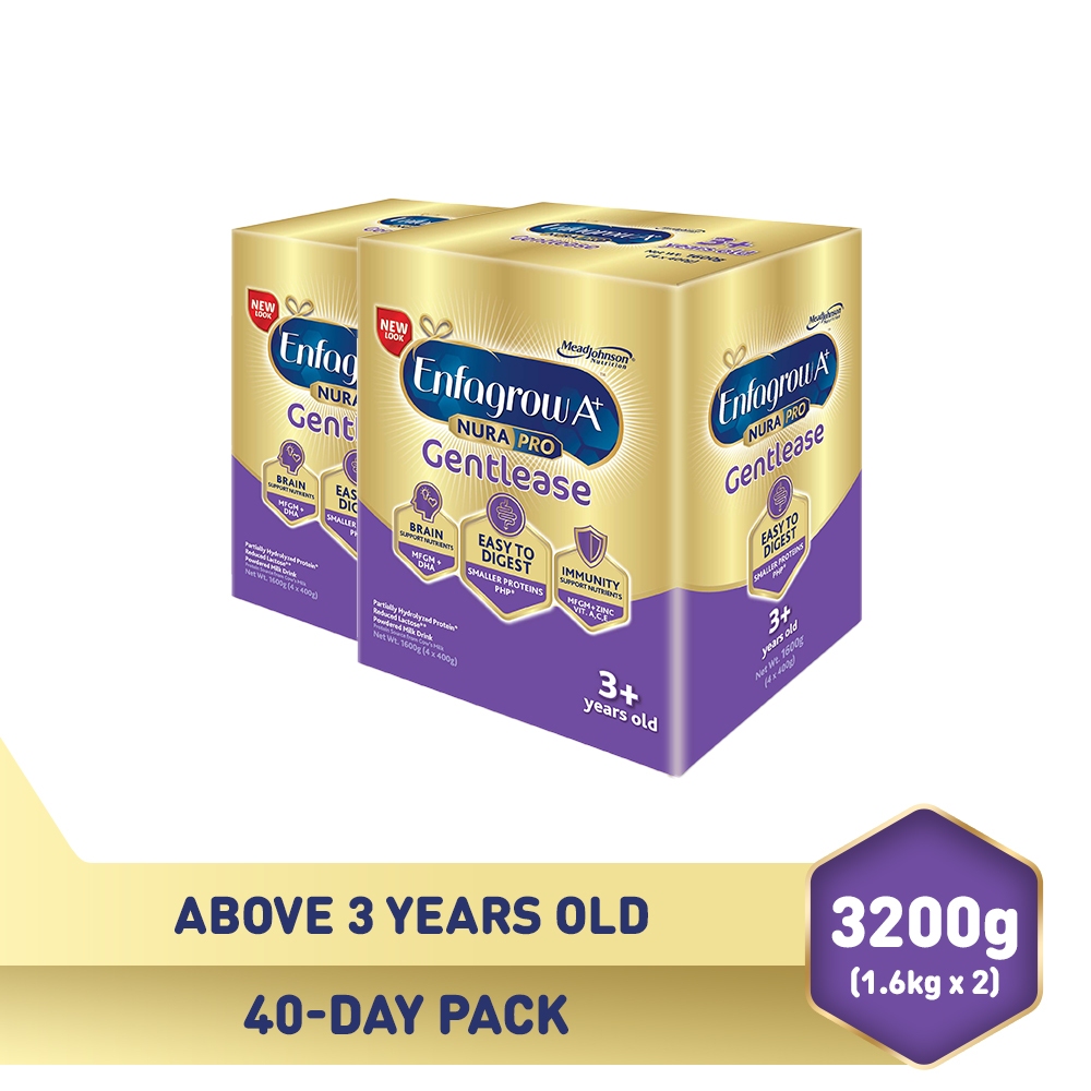 Enfagrow A+ Nurapro Gentlease 3+ 3.2kg (1.6kg x 2) Powdered Milk Drink for Kids Above 3 Years ...