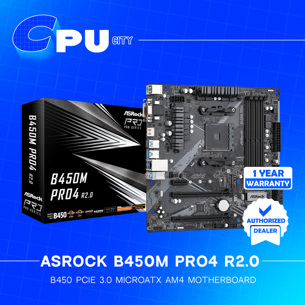 ASROCK B450M PRO4 R2.0 B450 Chipset mATX AMD AM4 Motherboard | Shopee ...