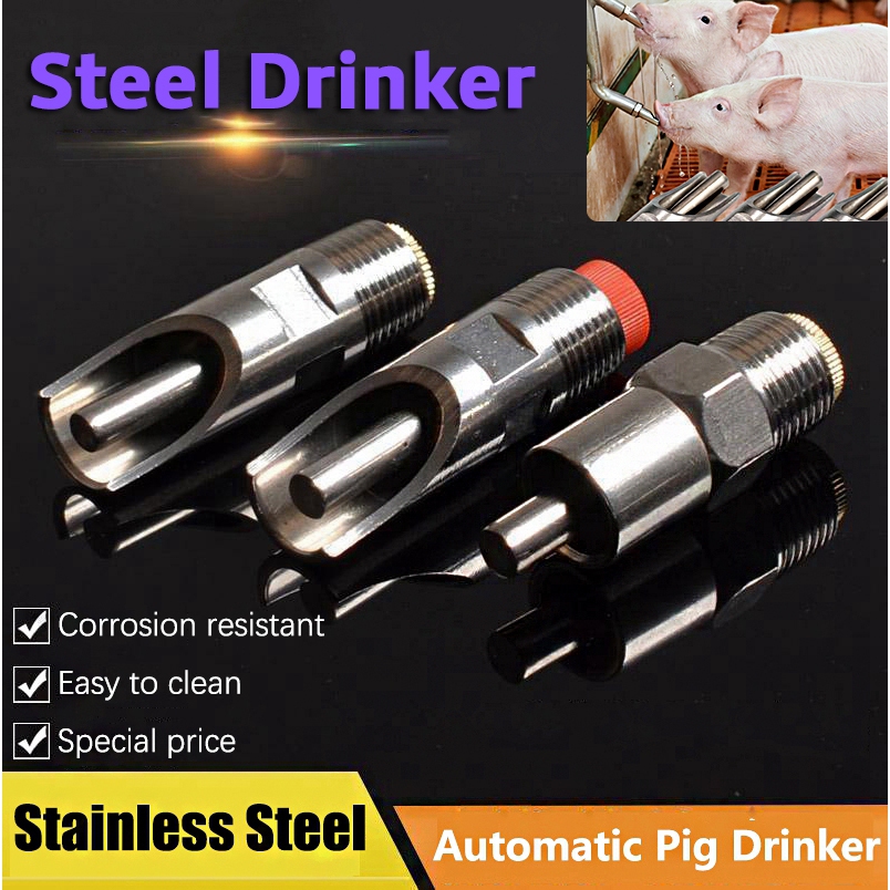 Stainless Steel 1/2PT Thread Pig Hog Swine Drinker Waterer Pig Drinker ...