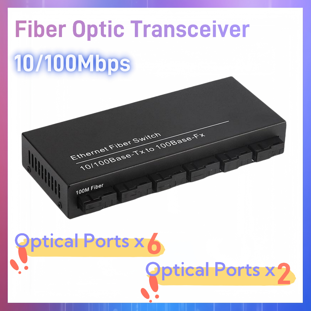6G2E Fiber Media Converter Transceiver Gigabit Ethernet Switch Single ...