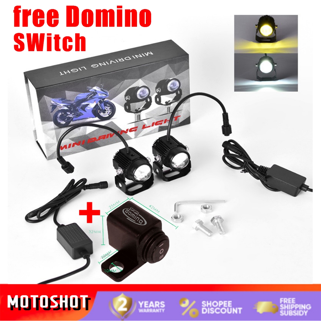 Mini driving light yellow+white waterproof motorcycle LED bulb domino ...