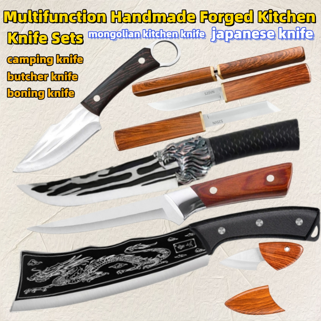 Home Professional Japanese Knife Handmade Forged Kitchen Knife Sets ...