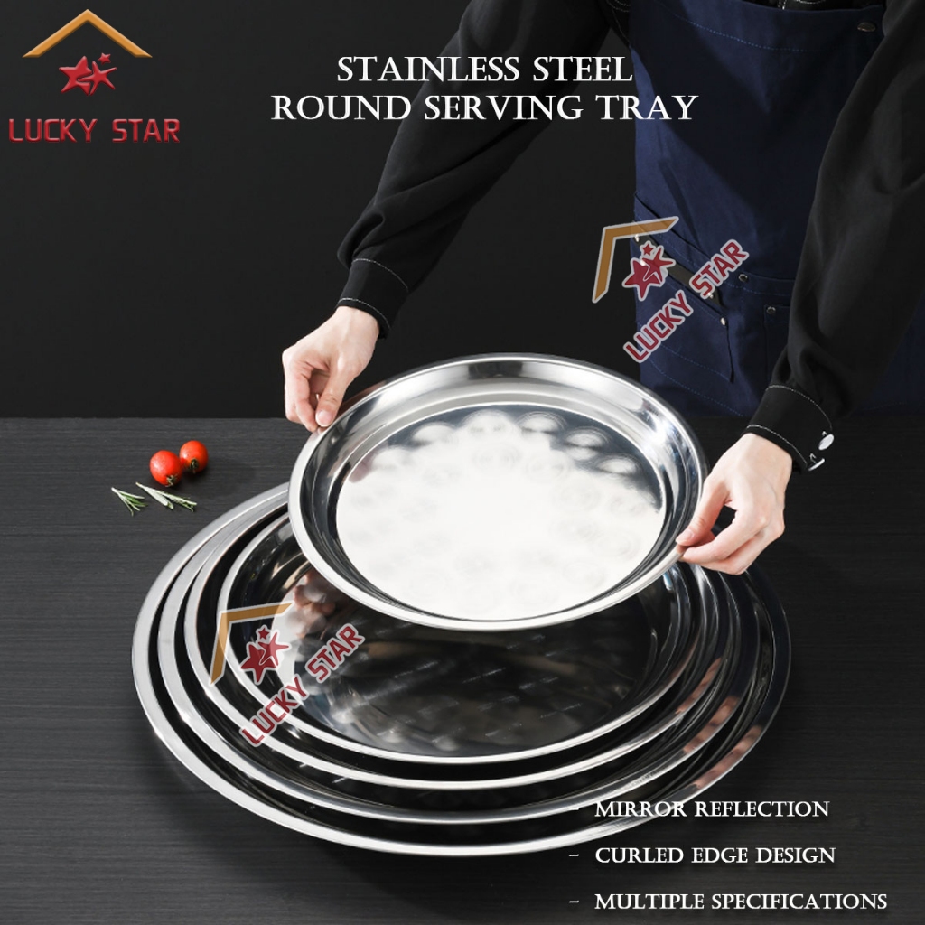 High Quality Stainless Steel Round Serving Tray Round Buffet Tray Fruit ...