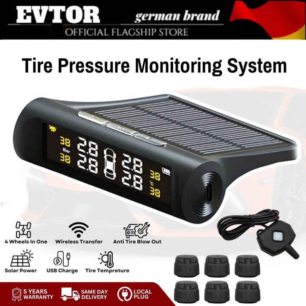 TPMS Car Tire Pressure Monitor System Alarm Monitor System Internal Display Temperature Warning ...