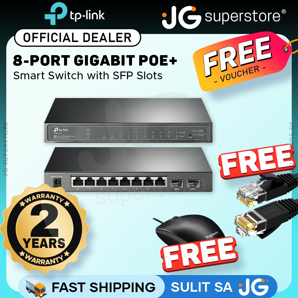 TP-Link TL-SG2210P 10-Port Gigabit Smart Switch with 8-Port PoE+, 2 SFP ...