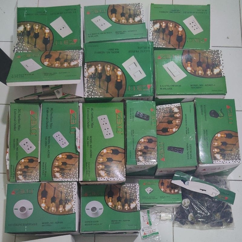 AZENA /PER BOX SWITCH W/ PLATE & OUTLET W/ PLATE/ UNEVERSAL OUTLET ...