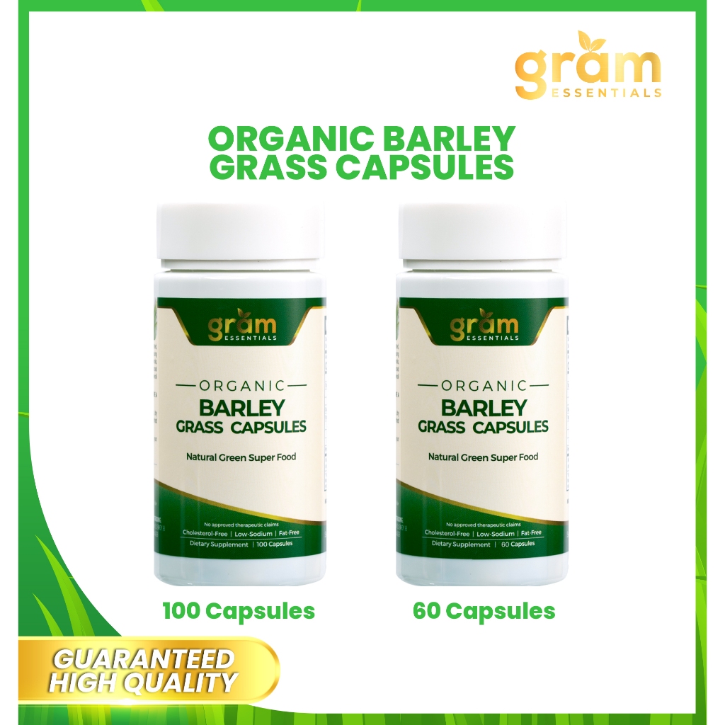 GRAM Essentials Organic Barley Grass Powder Pure Original (100pcs Capsules) | Shopee Philippines