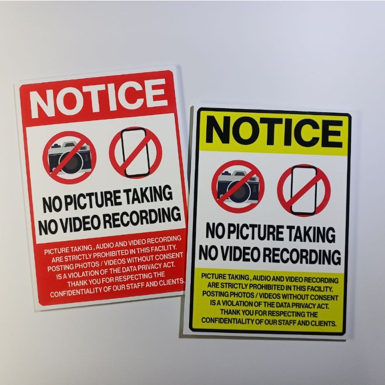 No Picture Taking and Video Recording Signs Safety and Privacy Signs ...