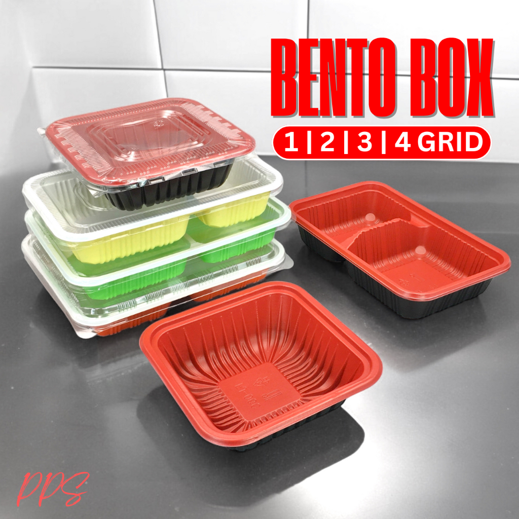 20pcs Set Bento Box Trays with Lid 1/2/3/4 Grid Partition Takeaway ...