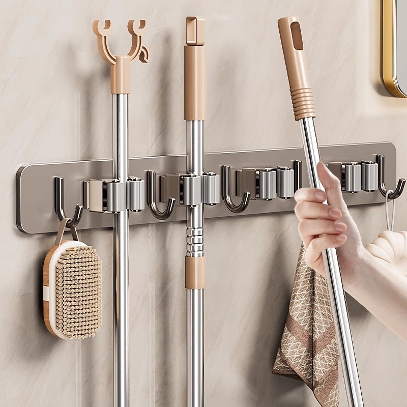 304 stainless steel mop hanger wall mounted broom clip hook buckle ...