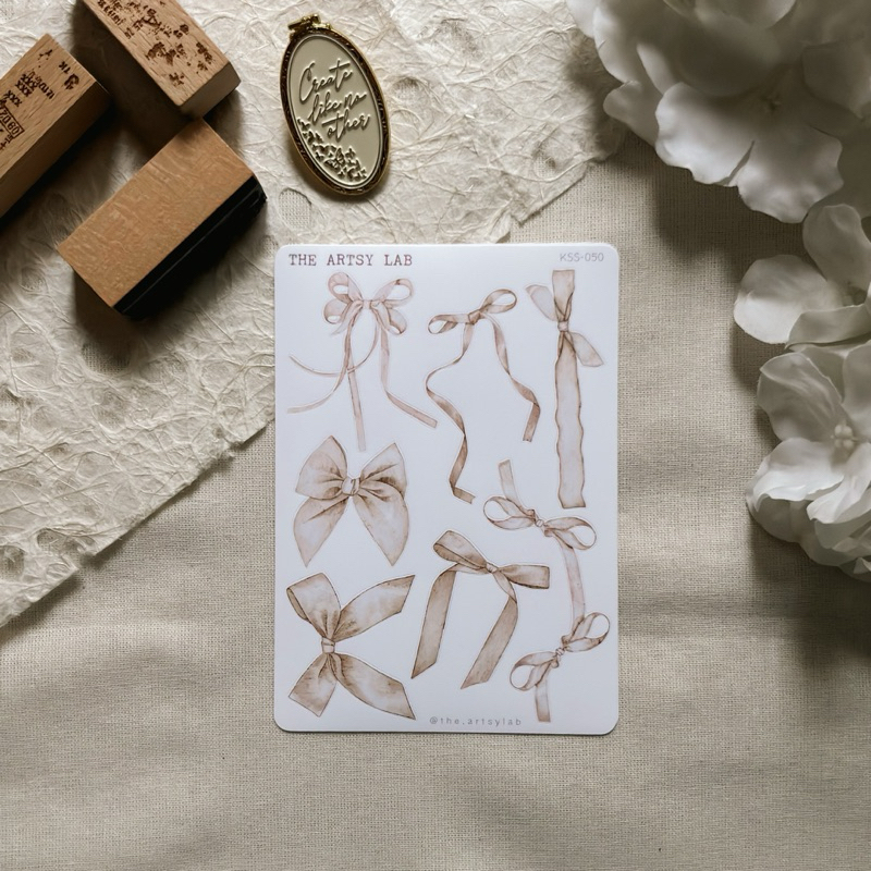 Pastel Coquette Ribbons Matte Vinyl Sticker Sheet, Journal, Scrapbook ...