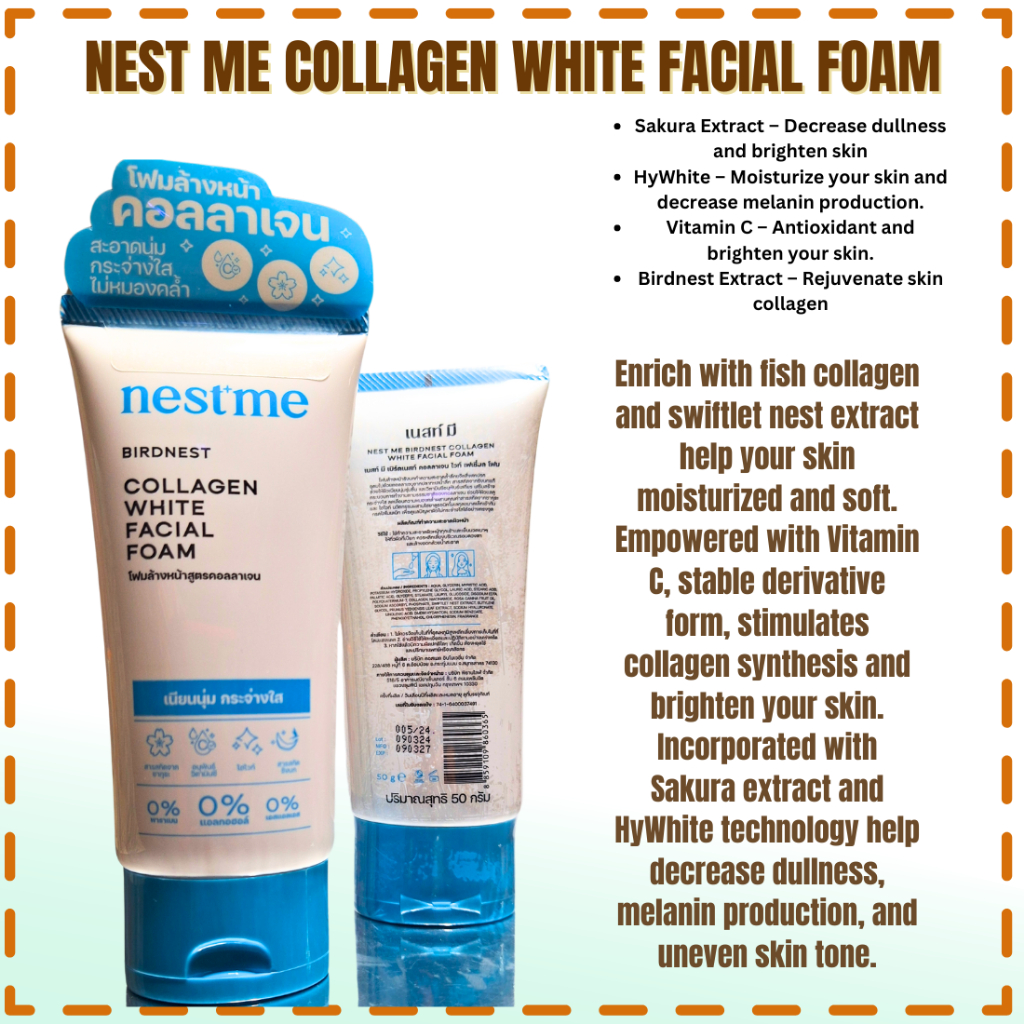 NESTME BIRDNEST COLLAGEN WHITE FACIAL FOAM | Shopee Philippines
