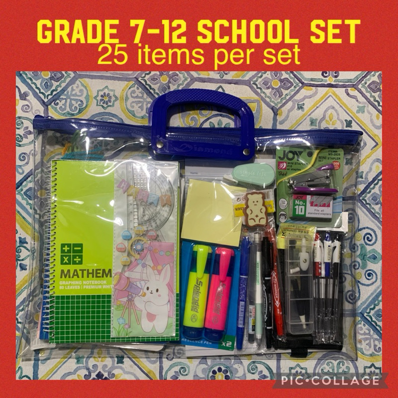 25 pieces! Complete School Supplies Set for Grade 7-12 (High School ...
