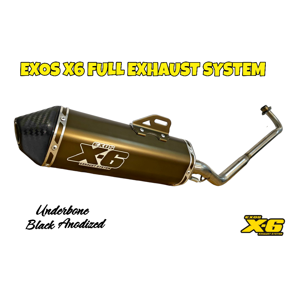 EXOS X6 FULL EXHAUST SYSTEM for UNDERBONE (DARK TITANIUM) | Shopee ...