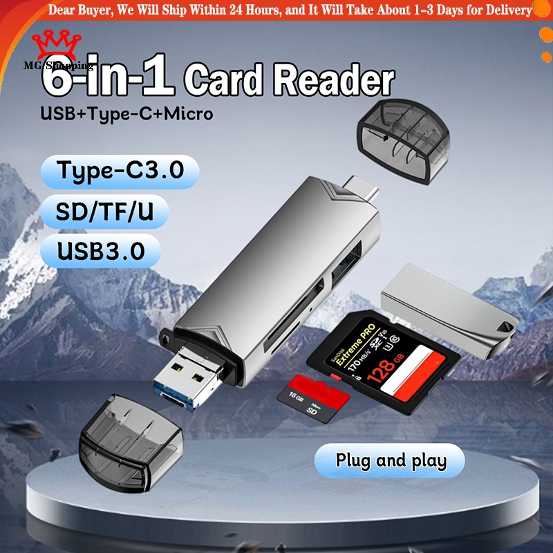 6 in 1 Type C USB 3.0 OTG Card Reader Micro SD TF High Speed Memory ...