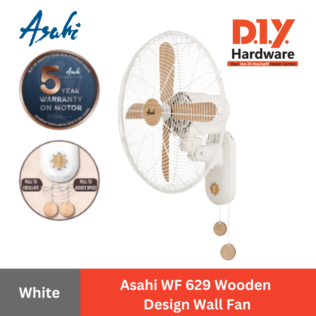 Asahi WF 629 16" Wooden Design Wall Fan - White | Shopee Philippines