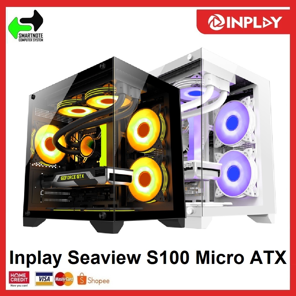 Inplay Seaview S100 Micro ATX Gaming Pc Case With Tempered Glass ...