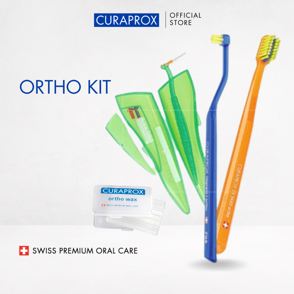 Curaprox Complete Ortho Kit with Toothbrushes Interdental Brush and Wax ...