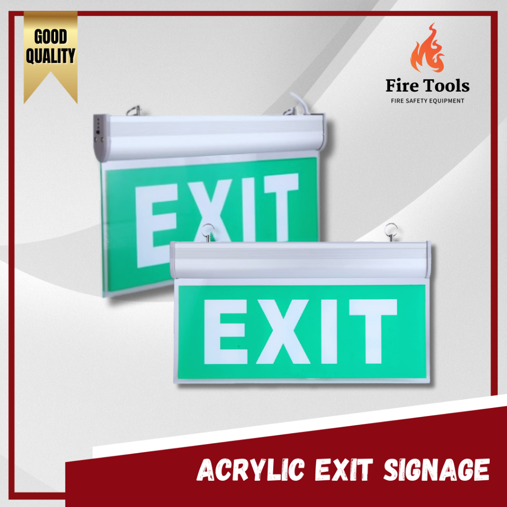 Double Face Acrylic Green Exit LED Light Signage Emergency Fire Safety ...