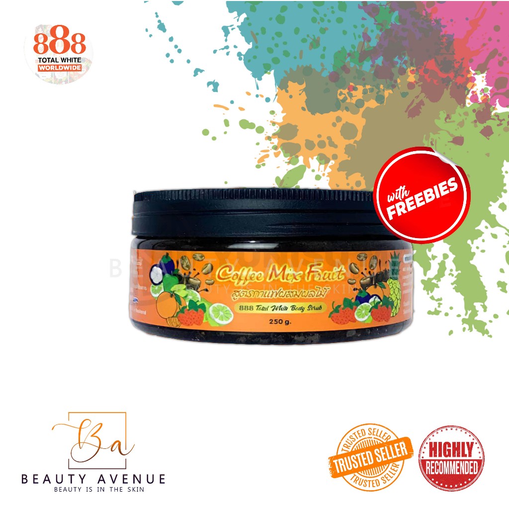 888 Total White Body Scrub Coffee Mix Fruit (With Freebies) | Shopee ...