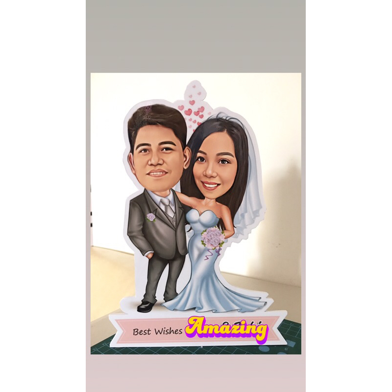 CUSTOMIZED COUPLE Caricature Standee with pen holder | Shopee Philippines